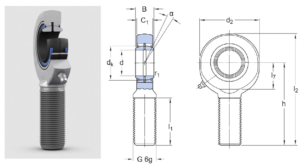 SA 45 TE-2RS SKF Rod End, Rúdvég, Karbantartásmentes, kétold